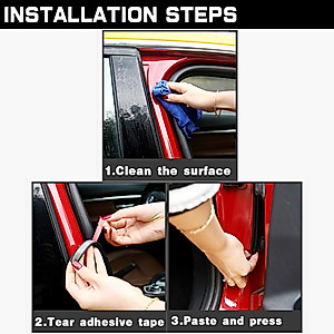 Car Weather Stripping,Universal Self Adhesive Auto Door Rubber Draft Seal Strip,Car Window Door Engine Cover Noise Insulation(47/100 Inch Wide X 2/5 Inch Thick X 33 Feet Long)
