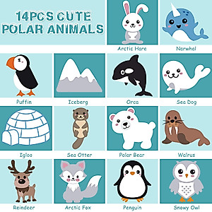 CiyvoLyeen Polar Animals Sewing Kit for Kids Make Your Own Winter Polar Animals Felt Plush Craft Kit Includes 14 Creative Projects to Sewing Beginners Fun DIY Educational Gift for Boys and Girls