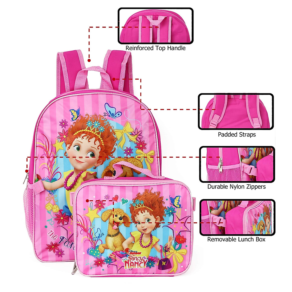 Disney Fancy Nancy 16' Backpack With Detachable Matching Lunch Box