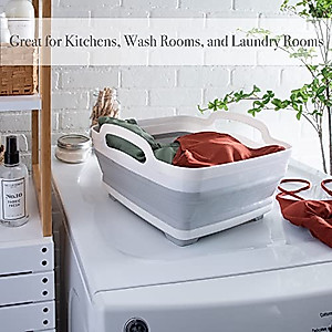 Kitchen Details Collapsible Wash Basin | Self Draining Design | Large Flexible Design | Protect Dinnerware | Self Draining | Space Saver | Home Cleaning | White
