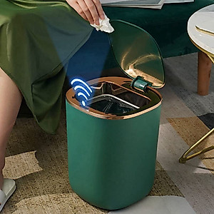 N/A Smart Sensor Garbage Bin Kitchen Bathroom Toilet Trash Can Automatic Induction Waterproof Rubbish Bin with Lid ( Color : Orange , Size : 23.5 x 23.5 x 30cm )