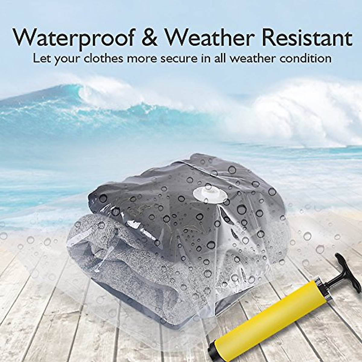 Serene Life Premium Jumbo Vacuum Storage Bags with Hand Vacuum Pump | Easy to Use, Reusable, Zippered Plastic Space Saver Bags for Storage, Travel & Closet Organization