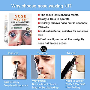 Nose Wax Hair Removal Kit by CoFashion | 100g Wax, 30 Applicators (15-30 Uses) | Painless, Quick & Easy for Men | 15 Mustache Guards, 1 Silicone Cup