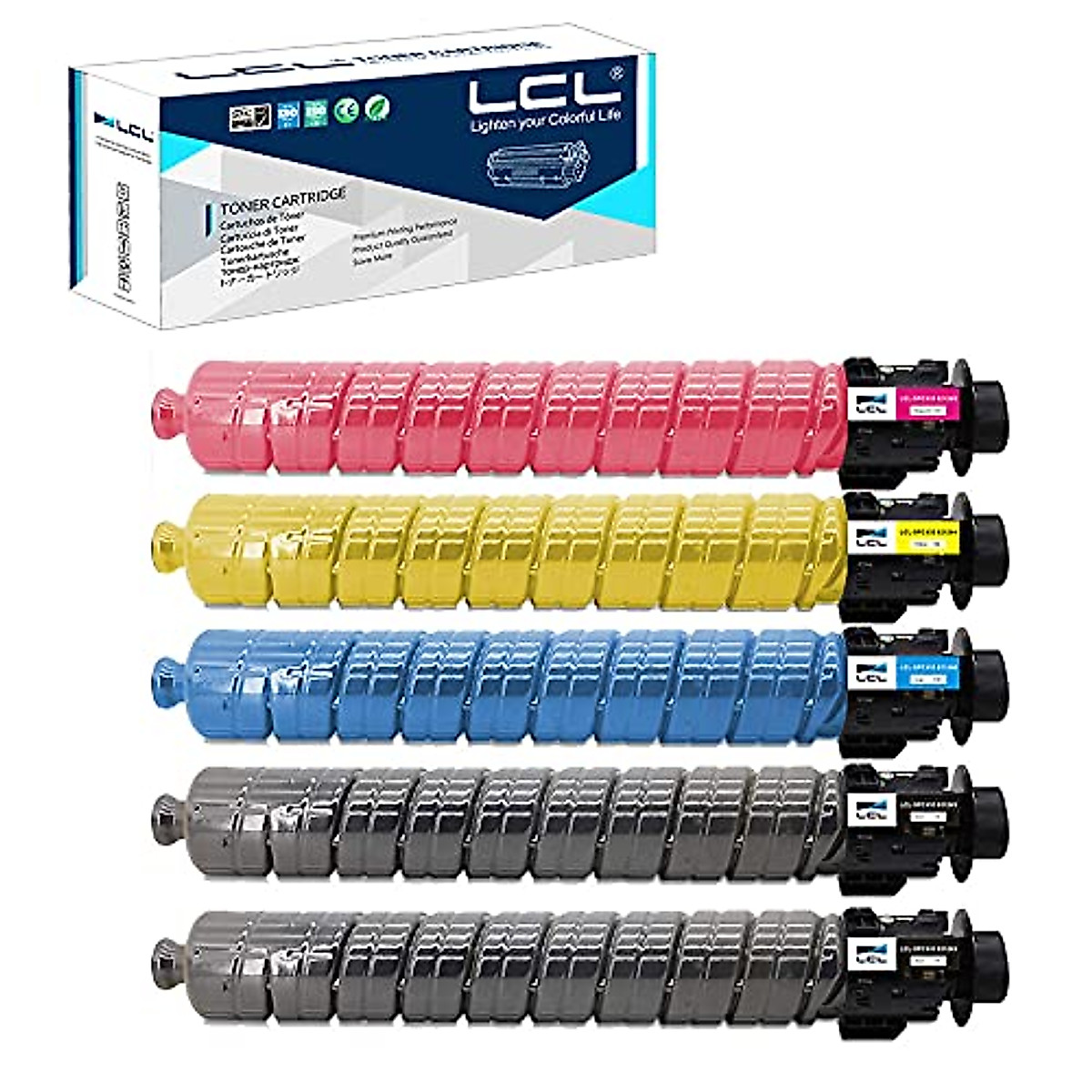 LCL Compatible Toner Cartridge Replacement for Ricoh 821243 821246 821245 821244 SP C435 C435DN C435A (5-Pack 2Black Cyan Magenta Yellow)