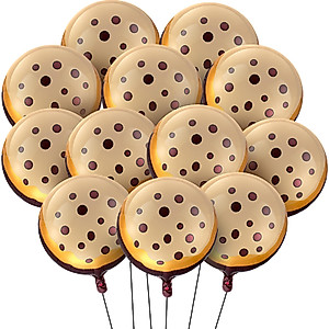 RoundFunny 12 Pcs 21 Inch Chocolate Chip Cookie Balloons Foil Party Balloons Bulk Balloons Decor for Birthday Party Baby Shower Theme Decorations Supplies (Butter Cookie)