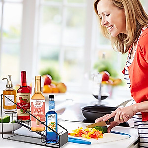 Bsenogou Coffee Syrup Rack for Coffee Bar Accessories, Coffee Bar Organizer Holds 4 Bottles, Kitchen Coffee Bar Wine Sugar Dressing Display Stand Rack