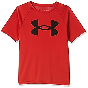 Under Armour Boys Tech Big Logo Short Sleeve T-Shirt , Red (600)/Black , X-Large