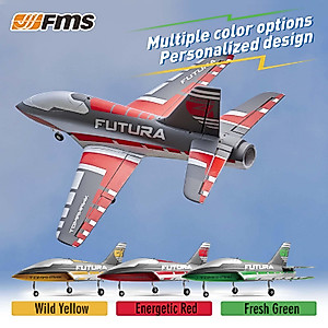 FMS Rc Jets Futura 64MM EDF Sport Jet RED rc Airplanes for Adults for Trainers EDF for Beginners 6 Channel Remote Control Planes PNP(NO Transmitter Batteries and Charger)