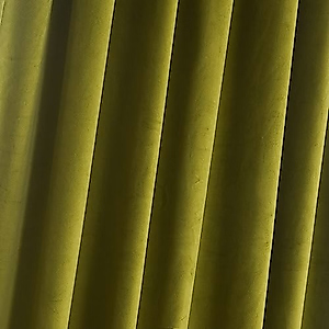 gisewood Lime Velvet Curtains for Living Room - 84 inches Length Velvet Curtain Panels Tap Top Window Drapes for Bedroom/Sliding Glass Door, W52 by L84 inches, 2 Panels