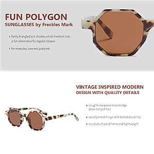 Freckles Mark Retro Hexagon Sunglasses for Men Women Vintage Small Square Glasses (Brown/Tortoise)