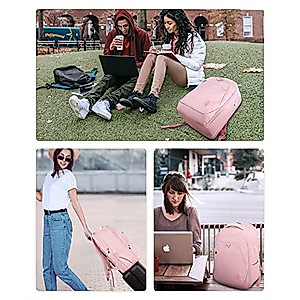 BAGSMART Travel Backpacks Laptop Backpack 17.3 Inch Notebook Water Resistant Casual Daypack Super Large Bags for Business Work Computer Bag School College Bookbag Women Girls Pink