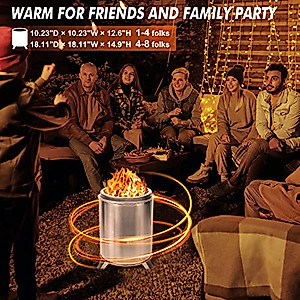 Portable Smokeless Fire Pit with Foldable Legs and Grill, Stainless Steel Outdoor Firepit Wood Burning Bonfire Pit with Carry Bag Safe for Campfire, Cooking, BBQ on Patio Deck Backyard and Beach