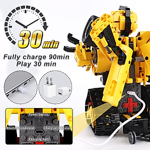 Sciencow 2-in-1 Build a Robot Kit,901 Pieces Remote & APP Controlled Robot or Race Car,Robotic Building Blocks Toys STEM Projects for Kids Ages 8 9 10 11 12 13 14,Chirstmas Birthday Gift for Boys