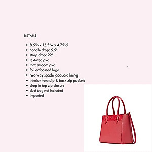 kate spade handbag for women Melanie textured pvc satchel, Candied Cherry,