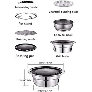 Primst Multifunctional Charcoal Barbecue Grill, Household Korean BBQ Grill, Portable Camping Grill Stove, Tabletop Smoker Grill