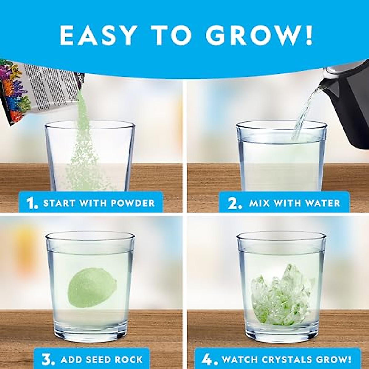 NATIONAL GEOGRAPHIC Giant Glow in The Dark Crystal Growing Kit - Grow Your Own Crystal in Days with This Science Kit for Kids (Amazon Exclusive)