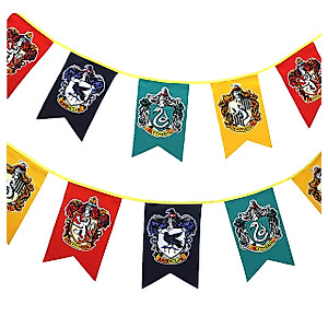 Birthday Pary Harry Gift Potter Wall Banner, Gryffindor | Hufflepuff | Ravenclaw | Slytherin House Decor Flag (3m 12pcs)