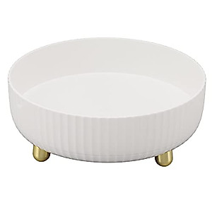 360 Degree Rotating Storage Rack Organizer Round Cosmetic Spice Rack Turntable for Kitchen Cabinet Pantry Small (White)