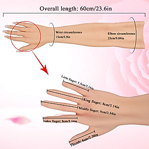 ZWSMS Silicone Crossdressing Gloves Realistic Female Skin Full Length Arm Hiding Scar Fake Hands Enhance ​Transgenders Cospl,Nude,with Fingernails