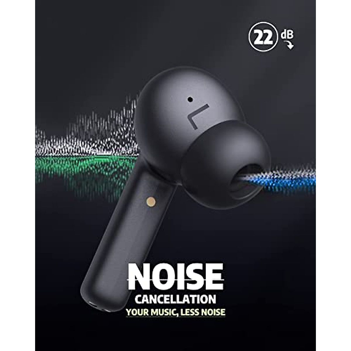 ausounds Wireless Earbuds, Active Noise Cancelling, 20 Hours Playtime, Workout Sweat Resistant, Touch Control (Black)