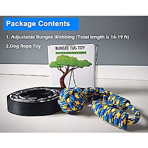 LOOBANI Outdoor Bungee Tug Toy, Dog Toy Hanging from Tree for Small to Large Dogs, Interactive Exercise Play Rope Cord & Tether Tug, Durable Spring Pole Rope for Tug of War, with Chew Rope Toy (Black)