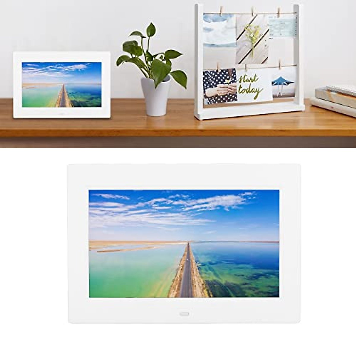 Electronic Album, Stylish 10 Inch Digital Photo Frame with Builtin Speaker 1024x600 Multiple Playback Effects with Remote Control for Home (US Plug)