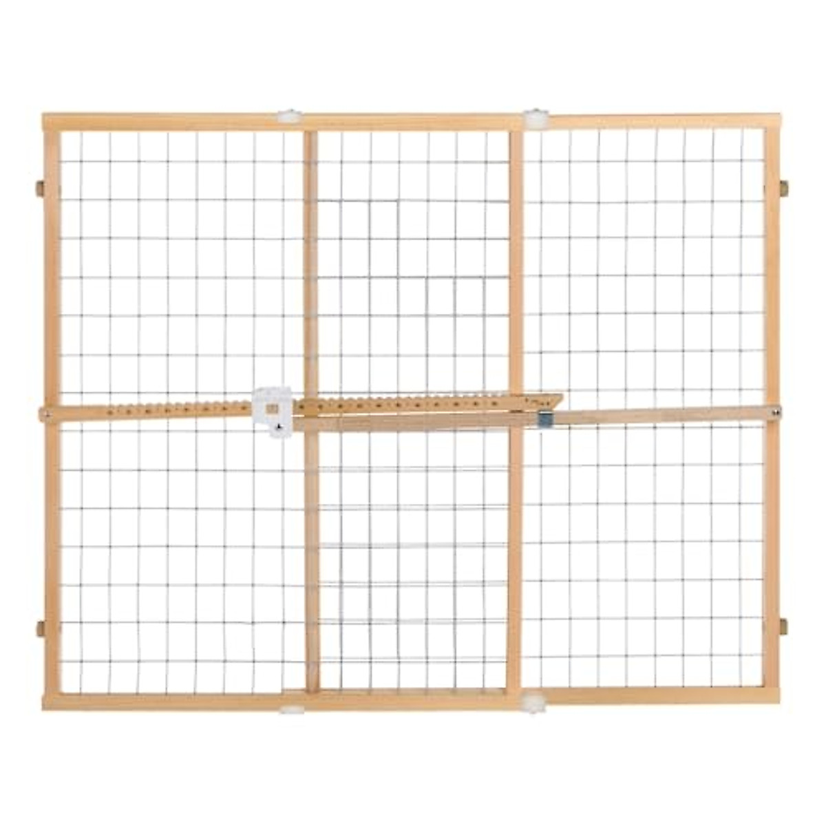 Toddleroo by North States Quick Fit Wire Mesh Wooden Baby Gate: 29.5"- 50" Wide. Pressure Mounted Baby Gate for Doorway. Tension Lever For Quick Custom Fit. (31" Tall, Sustainable Hardwood)