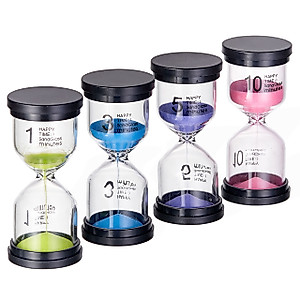 THE TWIDDLERS 4 Premium Hourglass Sand Timers, 4 Colors: 1min 3min 5min 10 Minutes