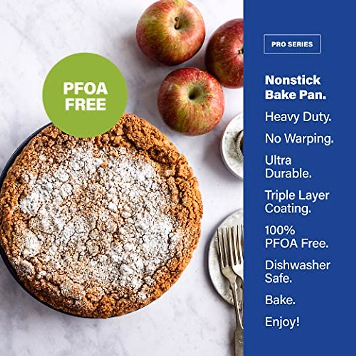 Granitestone Bakeware Round Baking Pan, Nonstick 9 Inch Round Cake Pan, Dishwasher Safe Circle Cake Pan for Cake, Cheesecake and More, Even Heating, No Warp, Healthy and Toxin Free Cake Tin- 9.5”x 2”