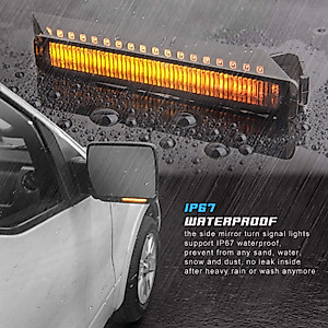 RUXIFEY Sequential LED Side Mirror Turn Signal Light Smoked Right Left Lamps Compatible with Ford F150 Expedition, Lincoln Mark LT, Amber