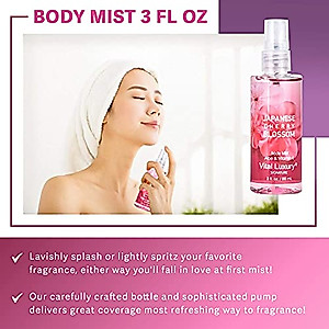 Vital Luxury Bath & Body Care Travel Set - Home Spa Set with Body Lotion, Shower Gel and Fragrance Mist (Japanese Cherry Blossom)