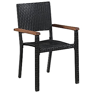 Walnut 5 Piece Garden Dining Set Outdoor Patio Resin Wickerwork Chairs and Wooden Table