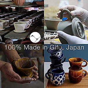 Asayu Japan Ceramic Coffee Pour Over Maker Set in Chrome Red, Slow Brewing Paper Filter Holder and Dripper with 3 Holes for Coffee and Tea (Complete 2PCS Set)