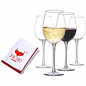 JBHO Polishing Cloth, Wine Glasses Polishing Cloths and Hand Blown Italian Style Crystal White or Red Wine Glasses