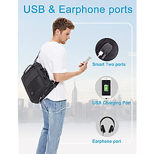 FREEFLOW 15.6 Inch Laptop Backpack, Waterproof Computer Bags with USB Charger, 3-in-1 Convertible Notebook Briefcase