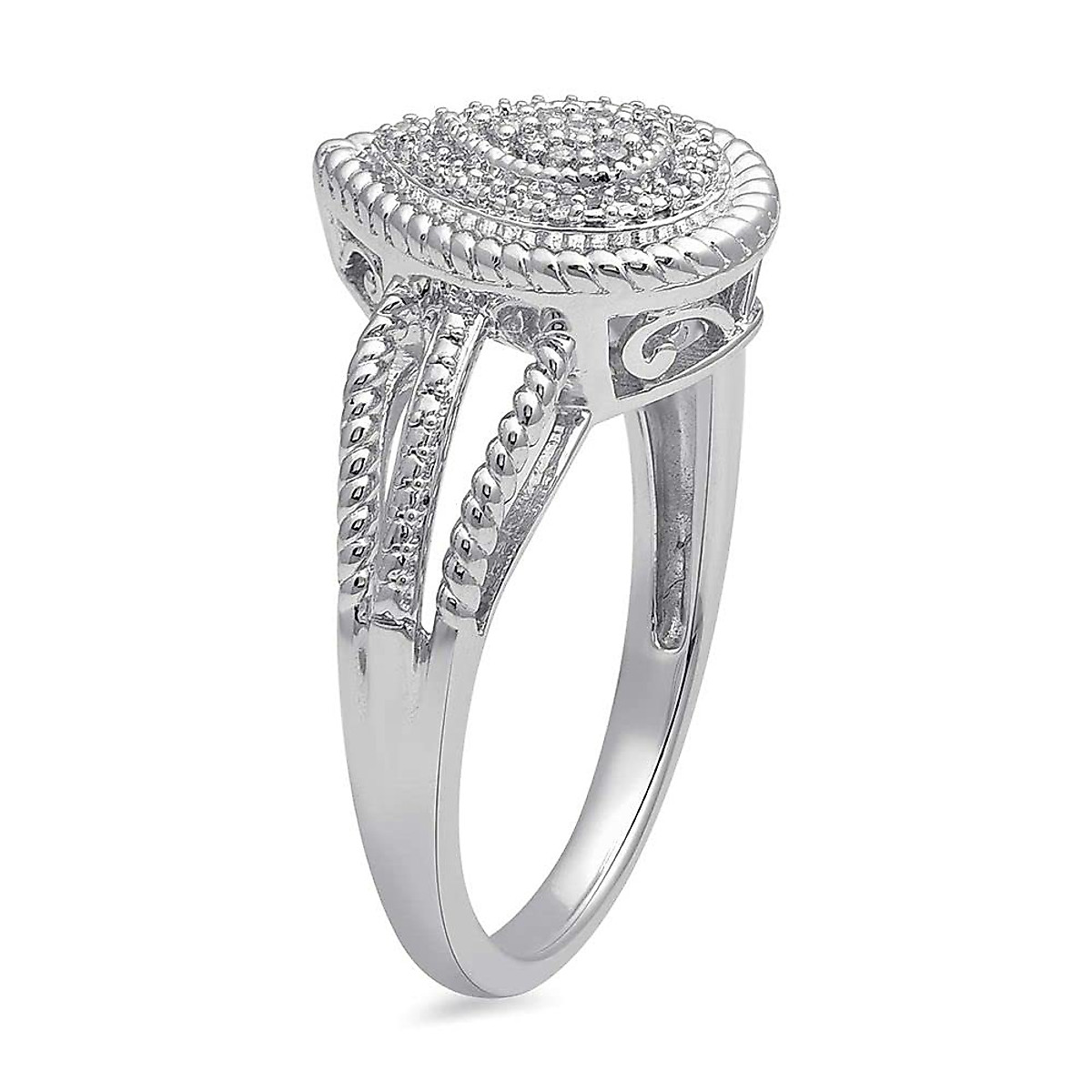 Jewelili Sterling Silver Natural White Round Diamond Accent Teardrop Ring, Size 7