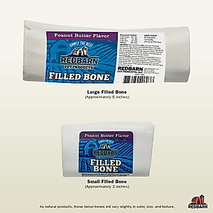 Redbarn Filled Dog Bones | Natural Long-Lasting Dental Treats; Suitable for Aggressive Chewers | Large (6") - 3 Bones (Peanut Butter)
