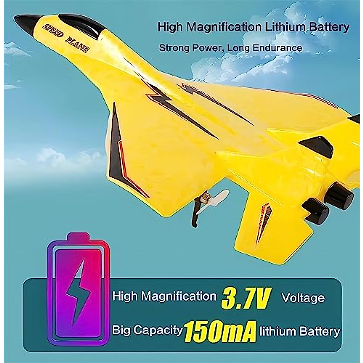 Jaiafupm Remote Control Wireless Airplane Toy - 2.4Ghz Su-35 RC Plane, Foam RC Fighter Plane Jet with Lights, Drop-Resistant Fighter Glider, Remote Control Air Planes Toy for Flight Lovers