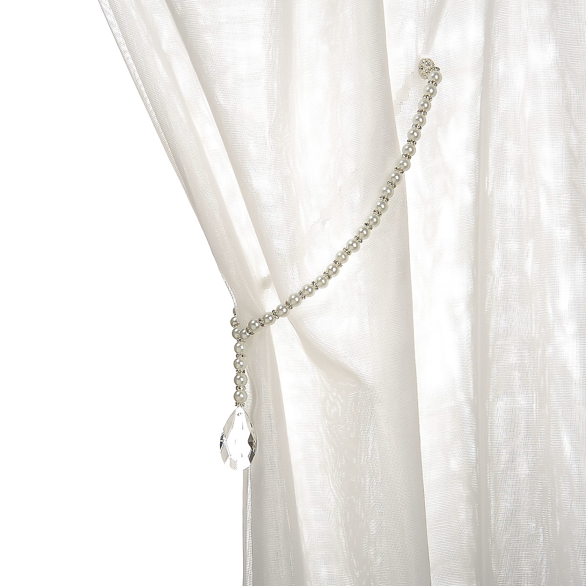 SUQ I OME 1 Pair of Luxury Crystal Beaded Magnetic Curtain Tieback and Holdback Curtain Clips Curtain Buckle Curtain Holder Blingbling Curtain Holdbacks for Drapes,Crystal