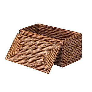 Kouboo La Jolla Rectangular Rattan Box, Honey-Brown Toilet Roll Storage Basket