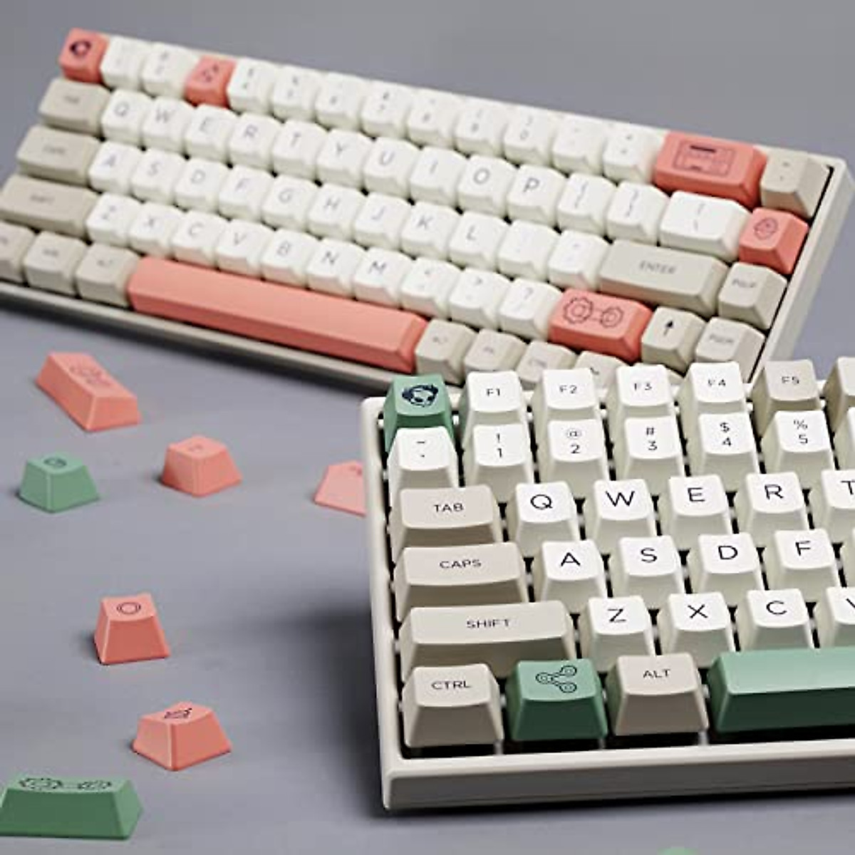 Akko Novelty Keycaps Set, 9009 Theme Retro R2 Industrial Style OEM Profile PBT Sublimation Including 1.75u Shift Keys for 84/68 Layout Mechanical Keyboards