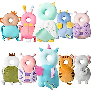 Baby Head Protector, Toddlers Head Safety Pad Cushion, Adjustable Toddlers Head Safety Pad Cushion Backpack, Baby Back Protection for Crawling & Walking, for Age 4-24Months (Gray-Elephant)