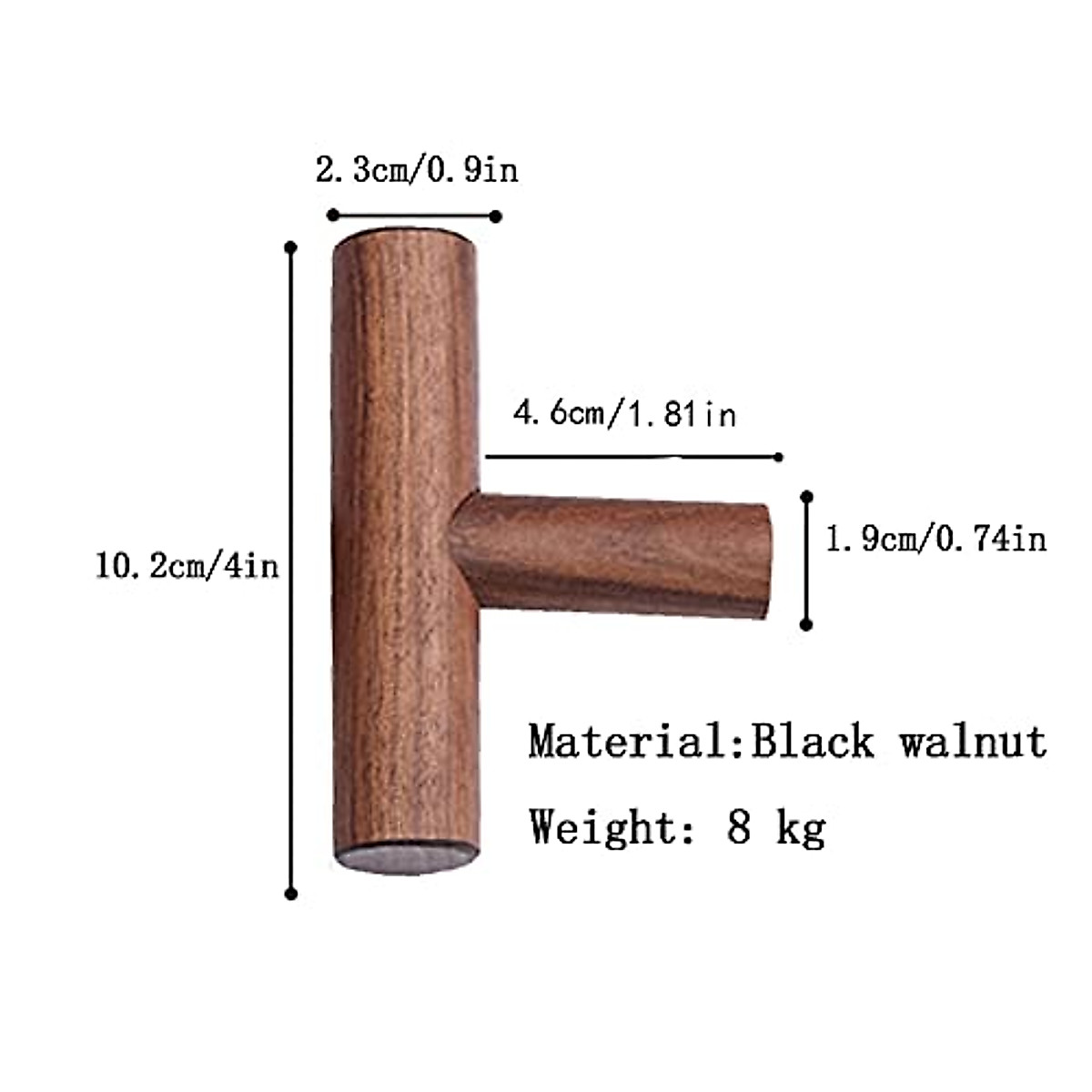 LONANGG Natural Wooden Coat Hooks Wall Hooks - Pack of 4 - Handmade Decorative Wood Coat Pegs - Wall Mounted Modern Hook -Minimalist Hooks for Hanging Hat, Scarf Hooks (Black Walnut Hook)