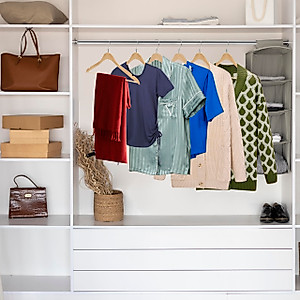 Quality Hangers 16.5" Wooden Hangers Multi Pack, Ultra Thin Space Saving Natural, 360 Degree Swivel Hook, Best for Shirts, Blouses, Pant, Suit, Coat, Dress Hangers Natural (20, Natural, With Pant Bar)