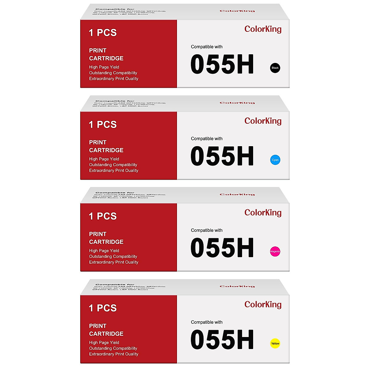 Colorking (with Chip) Compatible 055H Toner Cartridge Replacement for Canon 055H 055 High Capacity for Canon ImageCLASS MF743Cdw MF741Cdw MF745Cdw MF746Cdw Toner Printer (Black Cyan Magenta Yellow)