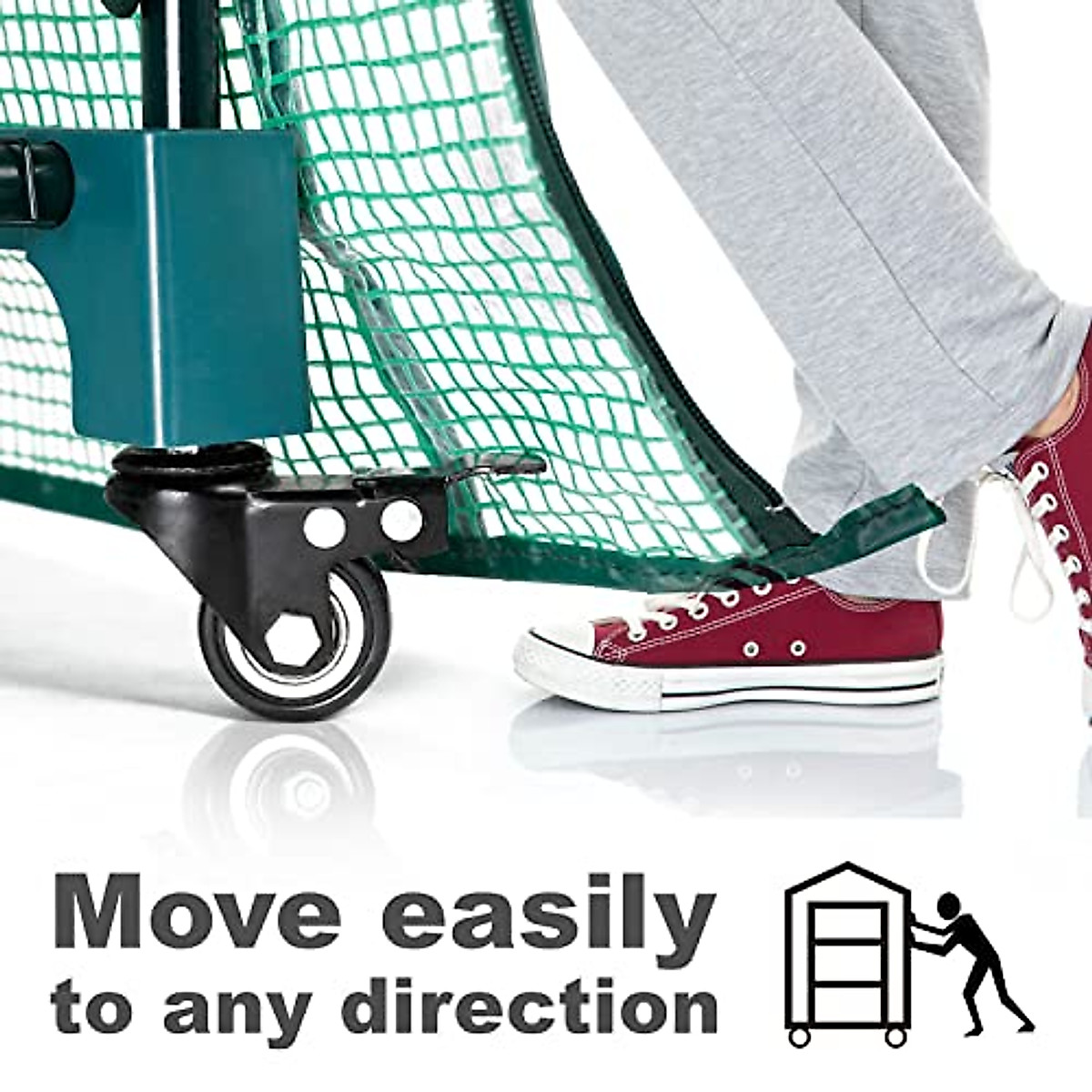 Worth Garden 4 Tier Mini Greenhouse w/Upgraded Castors Wheels - Portable Small Gardening Green House with PE Cover - Heavy Duty Swivel Castors with Brakes - 64''H x 27''L x 19''W Indoor & Outdoor