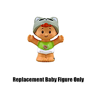 Replacement Part for Fisher-Price Little People Swing 'n Stroll Playset - GTT62 ~ Replacement Baby Figure ~ Green Shirt ~ Raccoon Hat ~ Red Curl