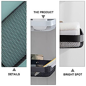 DOITOOL Cabinet Shelf Shower Caddy Basket Shelf Punch Free Bathroom Wall Storage Rack Bathroom Organizer Floating Shelf Brush Sponge Holder Rack Kitchen Draining Basket Black Metal Shelf