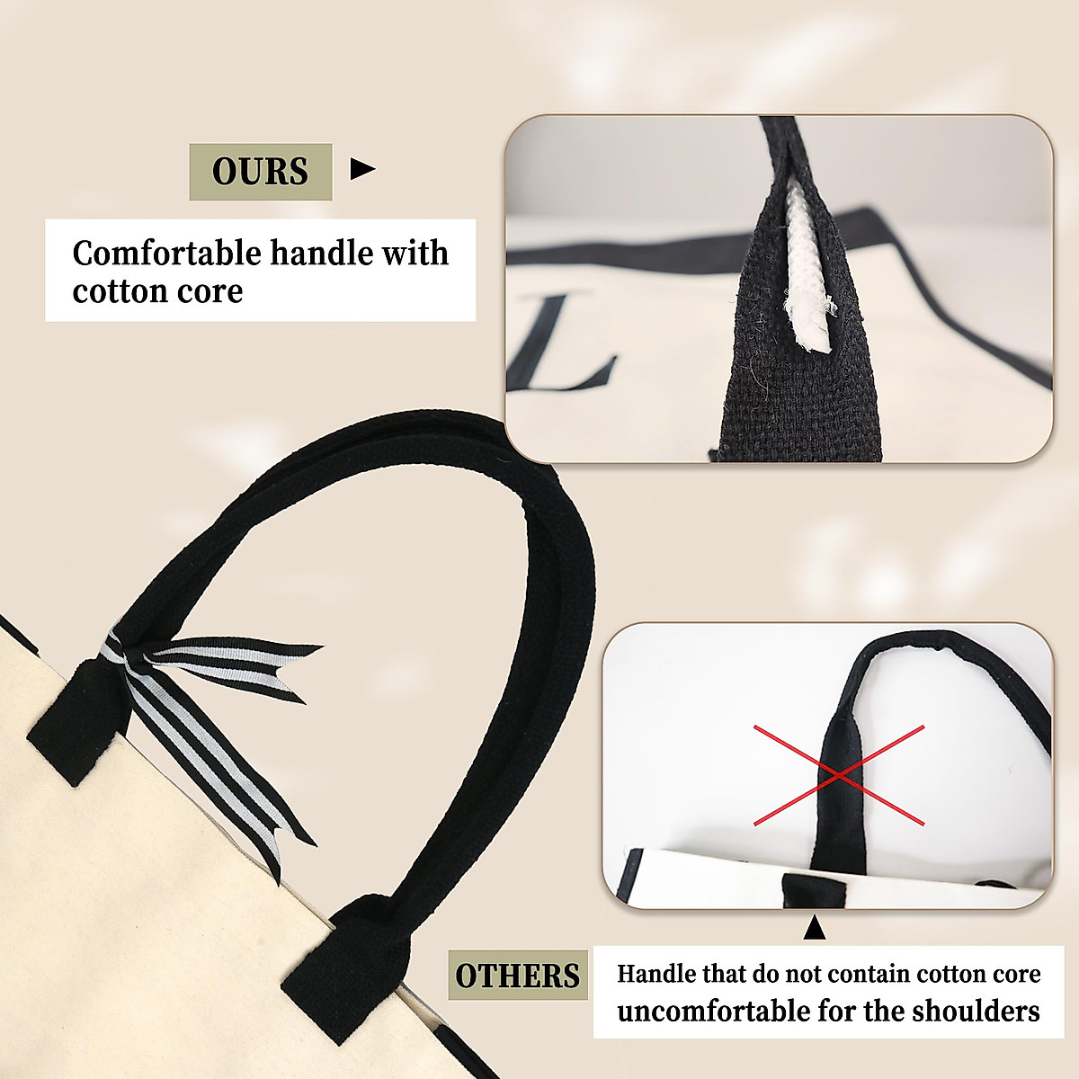 BeeGreen Thank You Gifts Cool Gifts for Women over 50 Moms Fun Gifts for Her Bride To Be Personalized large Canvas Tote Bag for Women Embroidery Monogrammed Gifts for Ladies Hostess R