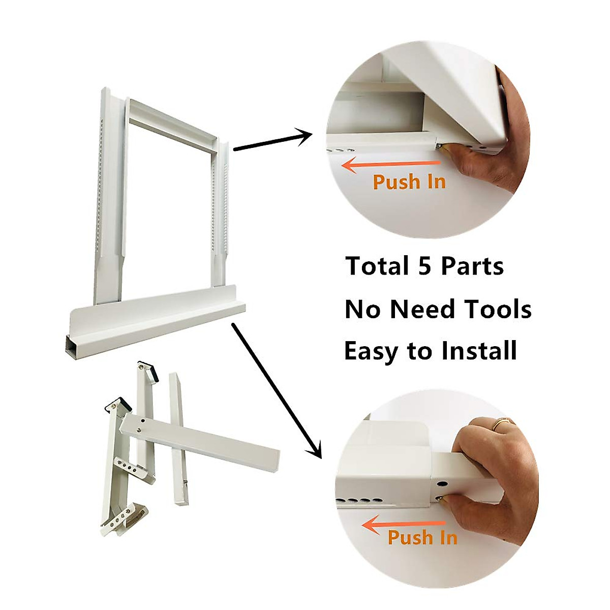 Air Conditioner Bracket,Air Conditioner Support Bracket,No Drilling and No Tools Required, Heavy Duty Steel Construction Holds Up to 200 lbs, with Installation Instruction Manual